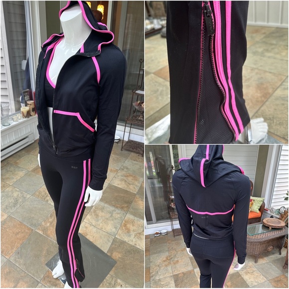 bebe | Pants & Jumpsuits | Soldbebe Sport Tracksuit Blkneon Pink Xs S ...